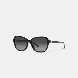 COACH Hinged Horse And Carriage Square Sunglasses - Black