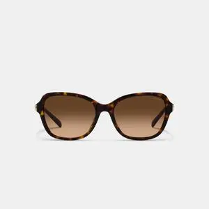 COACH Hinged Horse And Carriage Square Sunglasses - Dark Tortoise