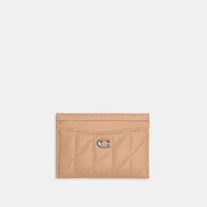 COACH Essential Card Case With Pillow Quilting Silver/buff