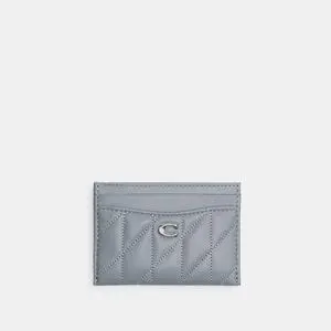 COACH Essential Card Case With Pillow Quilting Silver/grey Blue