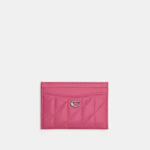COACH Essential Card Case With Pillow Quilting Silver/petunia