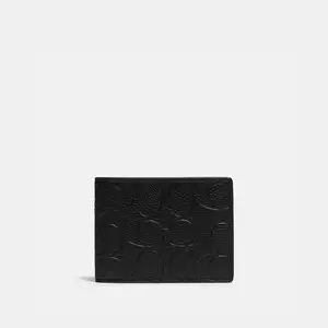 COACH Slim Billfold Wallet In Signature Leather - Black