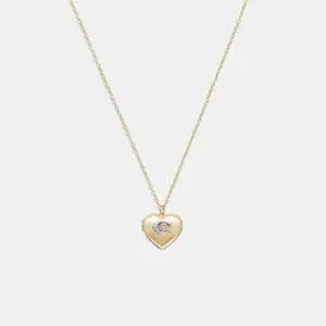 COACH Signature Heart Locket Necklace - Gold