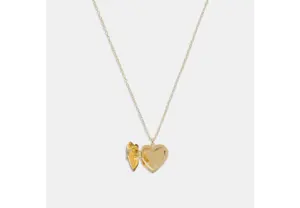 COACH Signature Heart Locket Necklace - Gold
