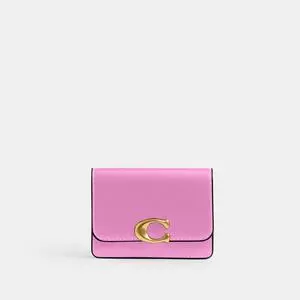 COACH Bandit Card Case Brass/fuschia