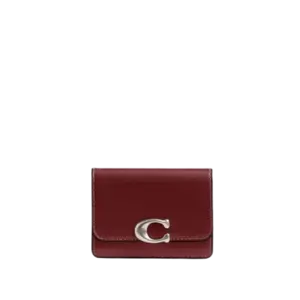 COACH Bandit Card Case Silver/dark Ruby