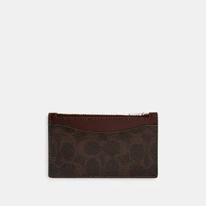 COACH Zip Card Case In Signature Canvas - Maple