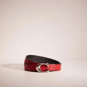 COACH Restored C Hardware Reversible Belt, 25mm - Nickel/black 1941 Red