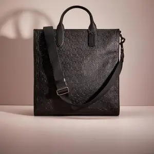 COACH Gotham Tall Tote In Signature Leather - Pewter/black