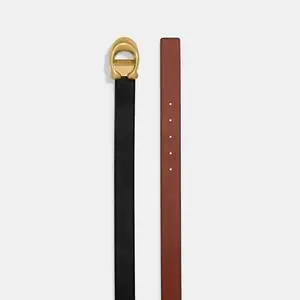New! COACH Sculpted Signature Reversible Belt In 1941 Saddle/1941 Red/brass Coach Sculpted C Buckle Cut-To-Size Reversible Belt - Brass  main image 3