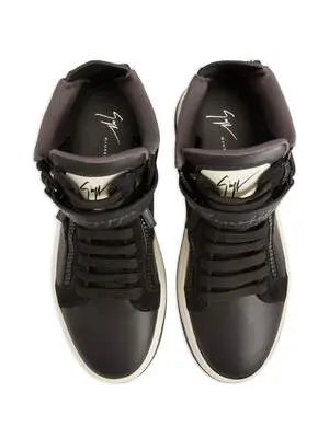 GIUSEPPE ZANOTTI Leather High-top Sneakers - Brown