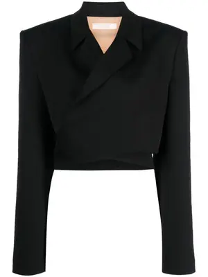 SSHEENA Wrap Cropped Blazer - Black