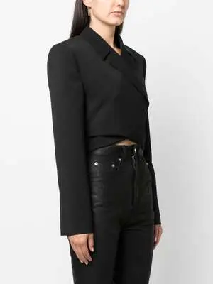 SSHEENA Wrap Cropped Blazer - Black