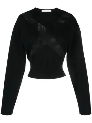 GENNY Sheer-paneling T-shirt - Black