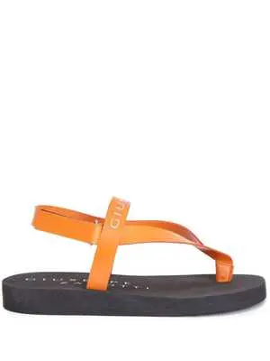 GIUSEPPE ZANOTTI Khais Logo-print Leather Sandals - Orange