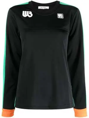 WALES BONNER Logo-patch Organic-cotton Sweatshirt - Black