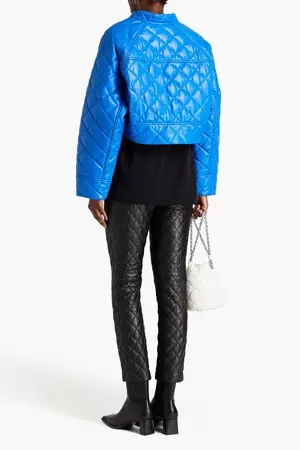 STAND STUDIO Ava Cropped Quilted Jacket - Blue