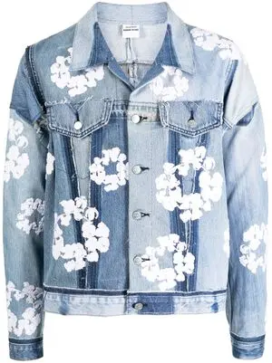 Readymade Floral-print Patchwork Denim Jacket - Blue