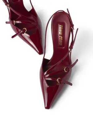 Miu Miu 105mm Buckle Detail Slingback Pumps - Red