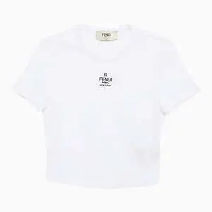 Fendi Cropped T-shirt With Logo - White