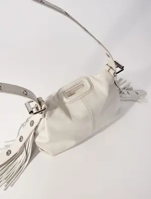 Maje Miss M Crackle Leather Mini Bag - White