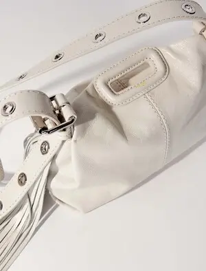 Maje Miss M Crackle Leather Mini Bag - White