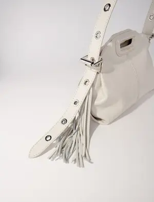 Maje Miss M Crackle Leather Mini Bag - White