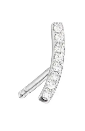 Meira T Curved Diamond Bar Stud Earrings