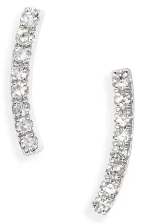 Meira T Curved Diamond Bar Stud Earrings