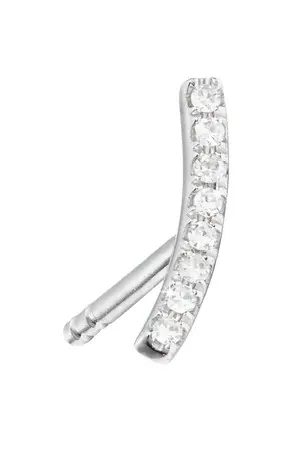 Meira T Curved Diamond Bar Stud Earrings