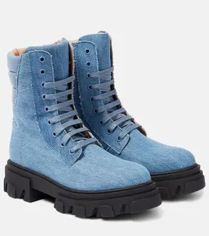 GIA BORGHINI Gia 35 Denim Combat Boots