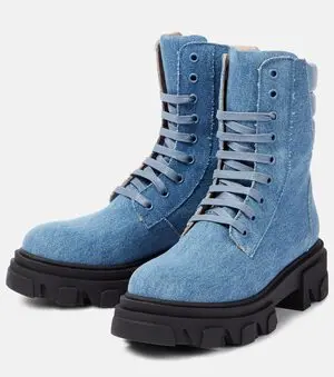 GIA BORGHINI Gia 35 Denim Combat Boots