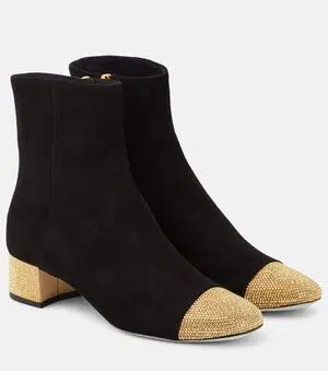 Rene Caovilla Embellished Suede Ankle Boots - Multicoloured