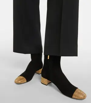 Rene Caovilla Embellished Suede Ankle Boots - Multicoloured
