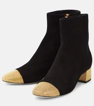 Rene Caovilla Embellished Suede Ankle Boots - Multicoloured