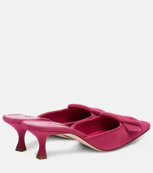 Manolo Blahnik Maysale Suede Mules - Pink