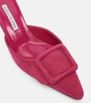 Manolo Blahnik Maysale Suede Mules - Pink