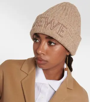 Loewe Logo Embroidered Wool Knit Cap Beige LOEWE beanie in wool Beige - LOEWE USA Official Website main image 2