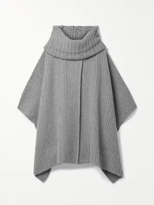 Loro Piana Waipara Ribbed-knit Cashmere Cape - Gray