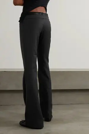 HALFBOY Layered Jacquard-trimmed Checked Wool Flared Pants