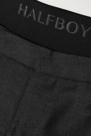HALFBOY Layered Jacquard-trimmed Checked Wool Flared Pants