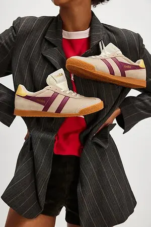 Gola Elan Suede Sneakers - Bone/cerise/pollen