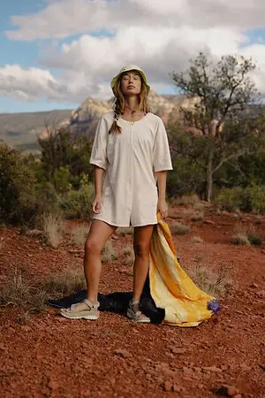 Free People FP Movement Hot Shot Tee Romper Bleached Clay