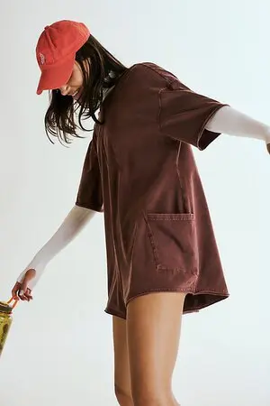 Free People FP Movement Hot Shot Tee Romper Brown