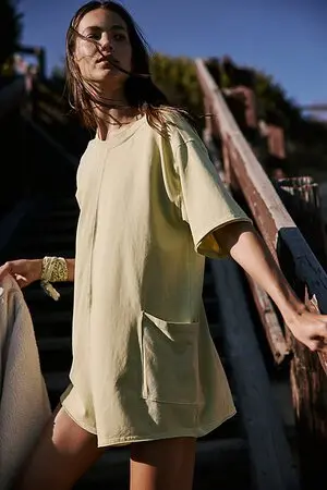 Free People FP Movement Hot Shot Tee Romper Moss