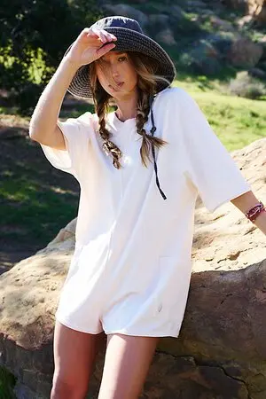 Free People FP Movement Hot Shot Tee Romper White