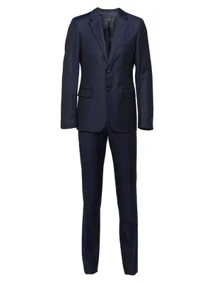 Prada Men's Single-Breasted Wool Suit - Blue  - Blue