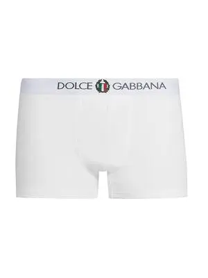 Dolce & Gabbana Logo Cotton Boxer Briefs Bianco Ottico