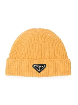 Prada Wool And Cashmere Beanie Yellow