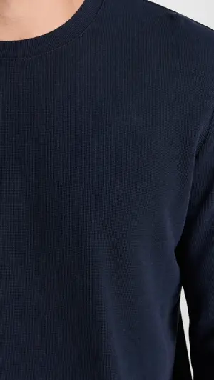 Nn07 Clive Waffle Knit Tee - Navy Blue